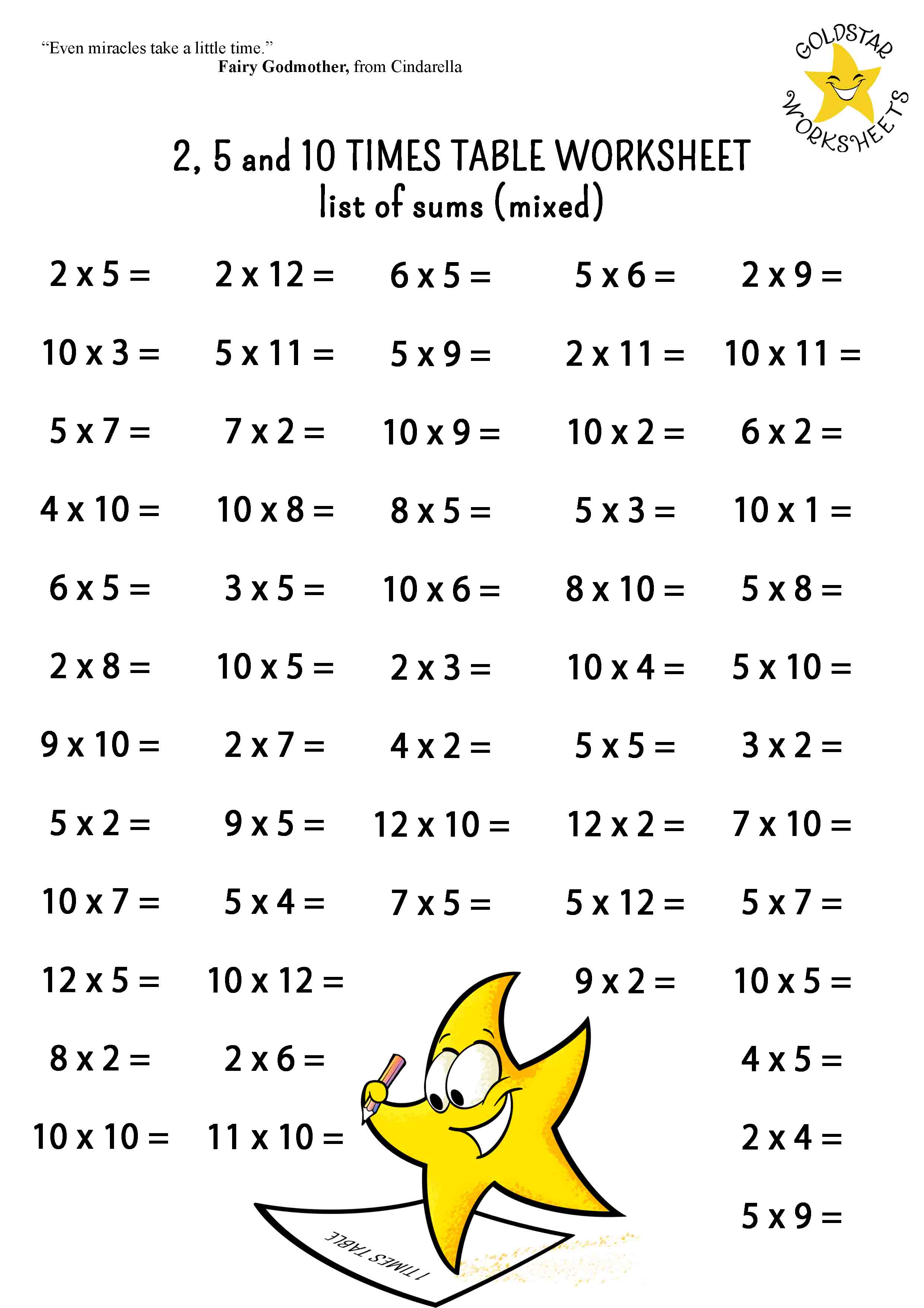 Free 2, 5 & 10 Times Table Worksheets - No Signup Needed, Easy Print