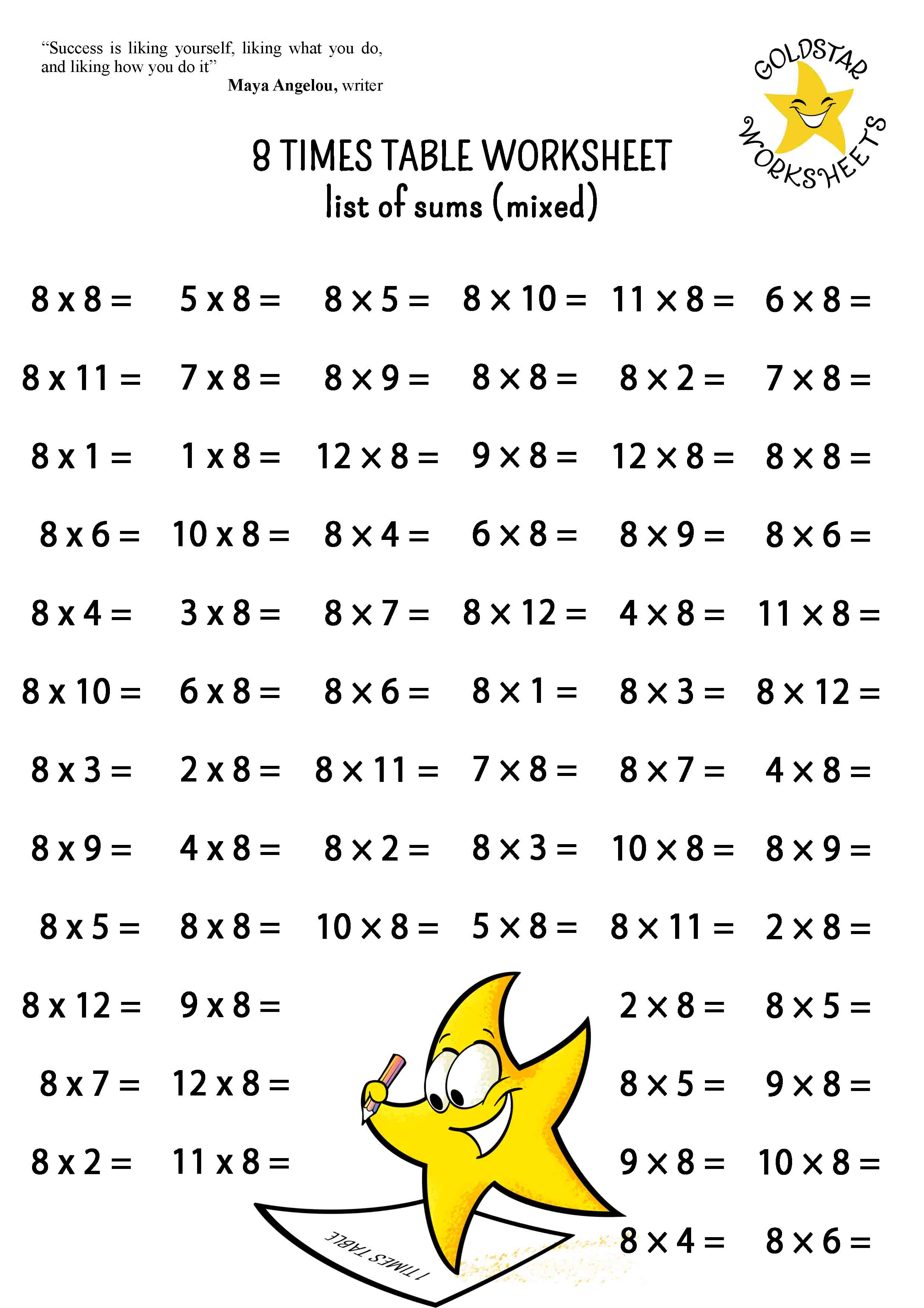 Master the 8 Times Table with These Free Printable PDF Worksheets!