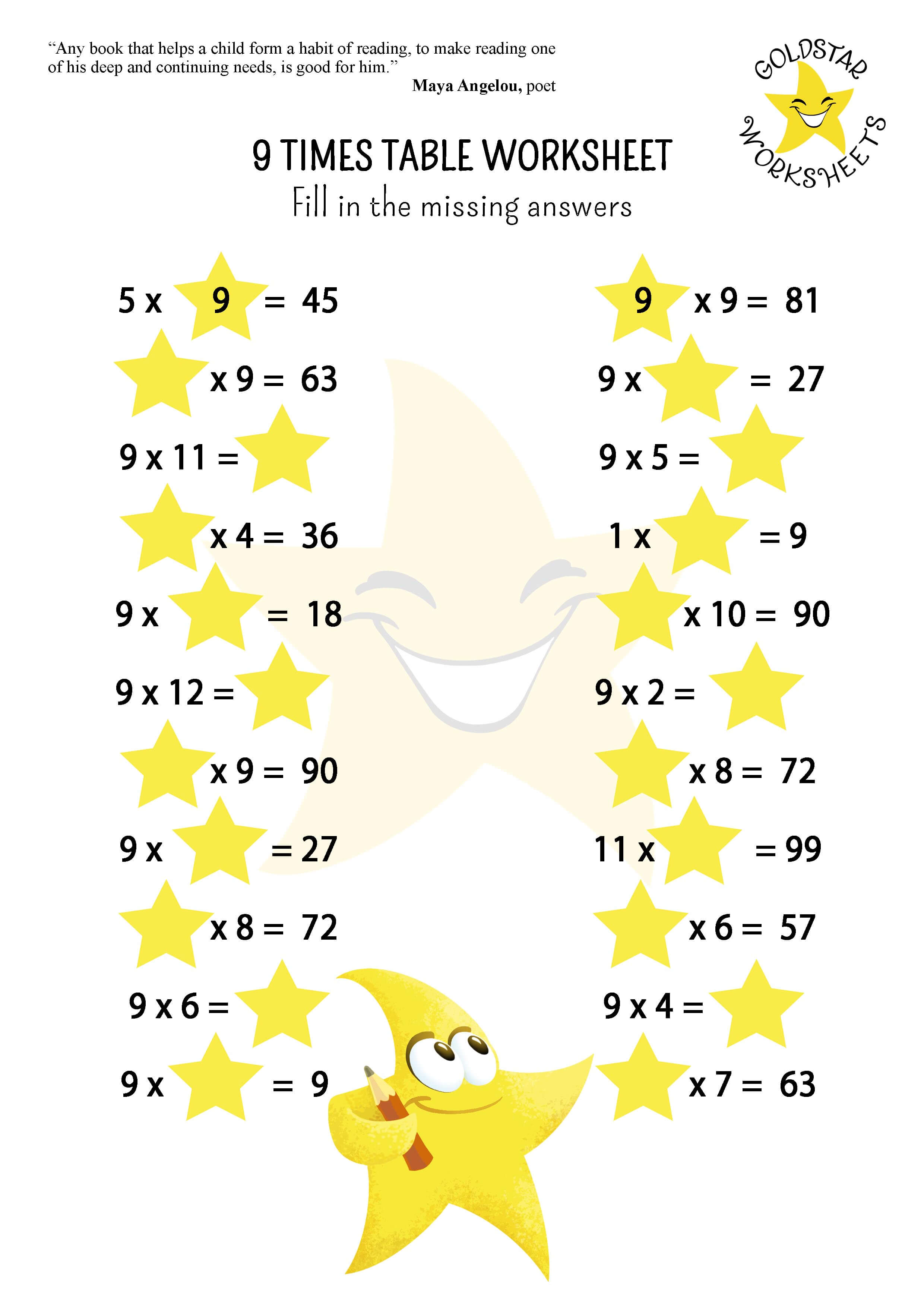 Fun Free PDF 9 Times Table Worksheets For Kids Print Or Do Online 
