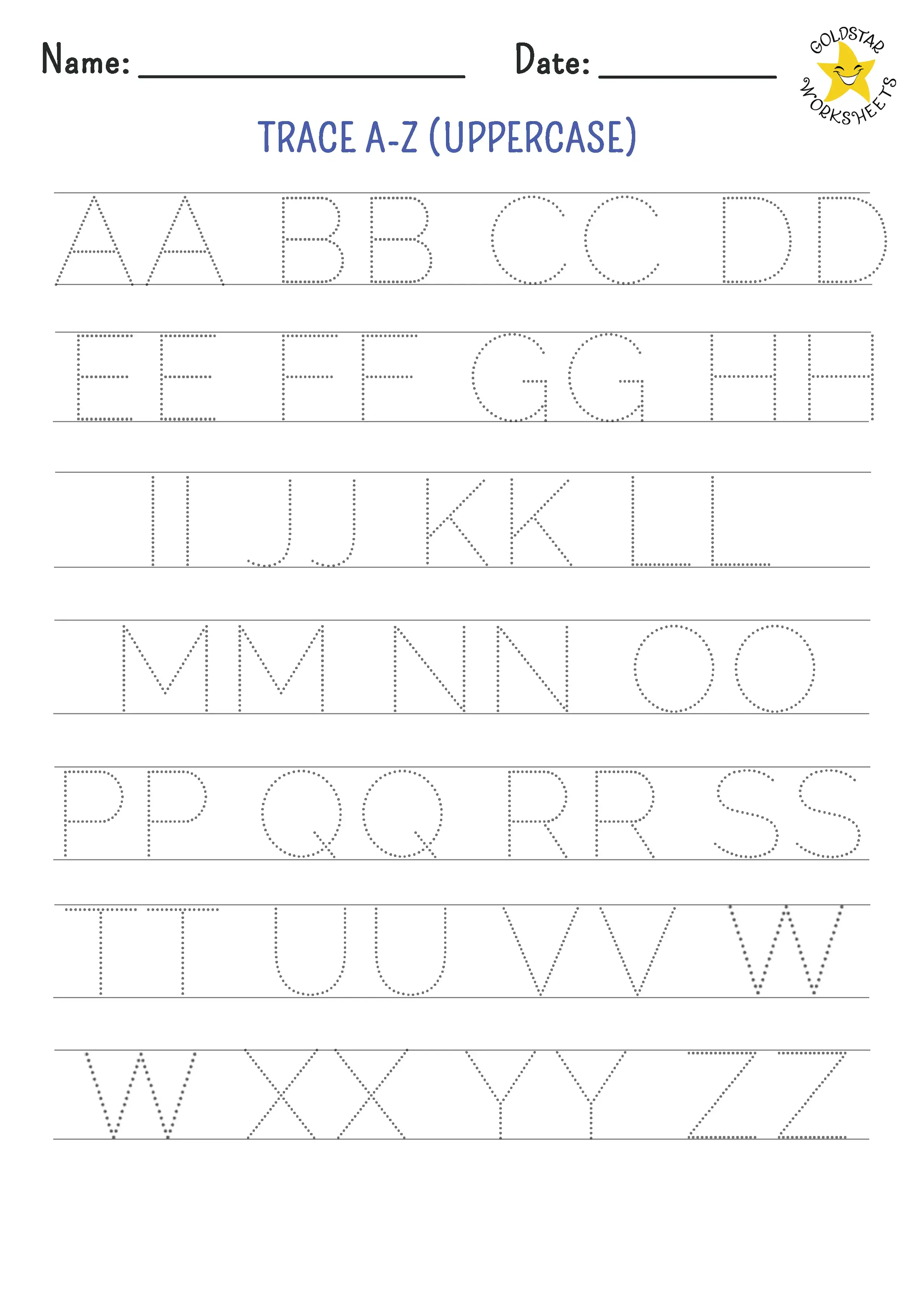 Free Uppercase Letter Tracing Worksheets - Fun & Educational A-Z Pages