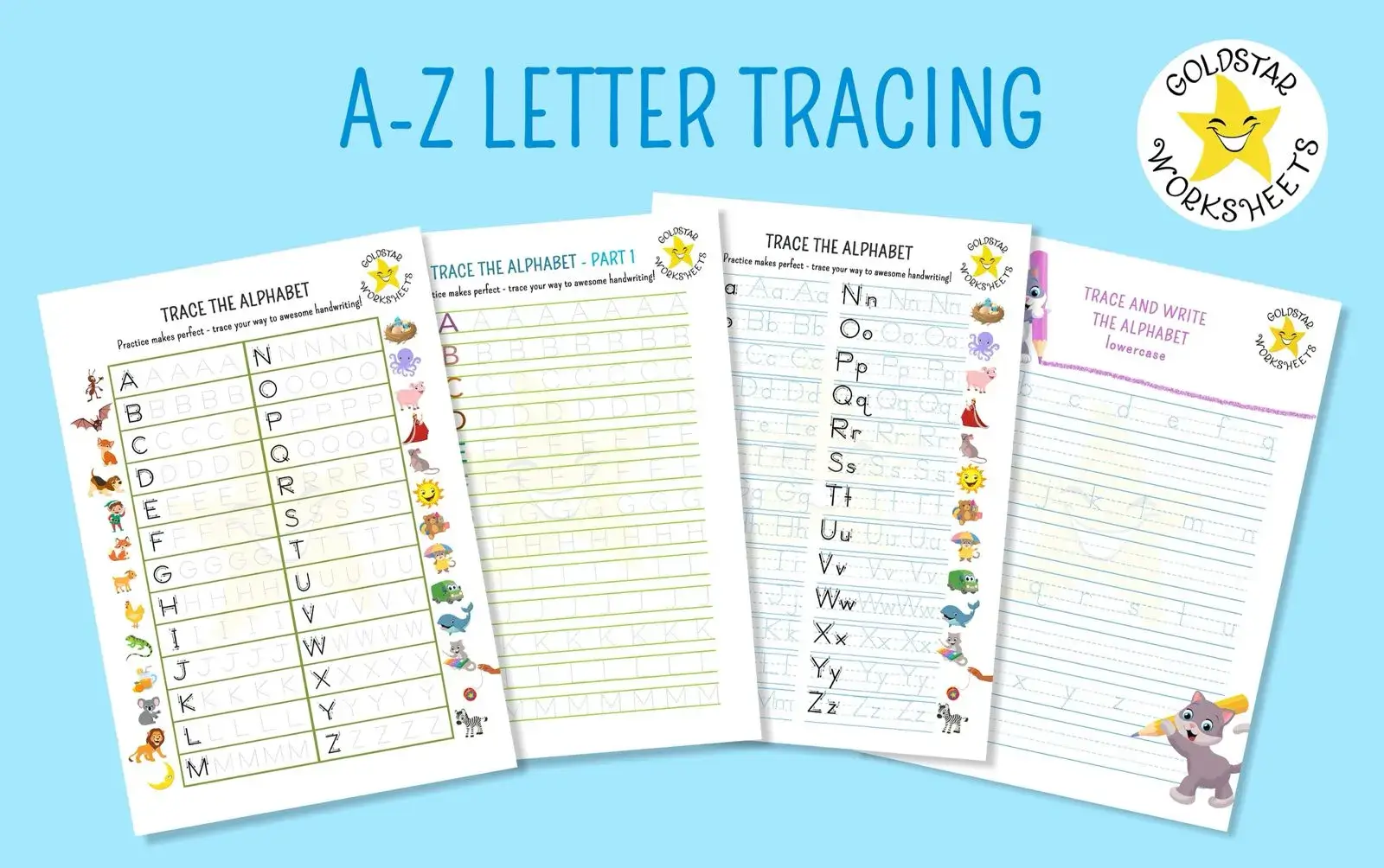 Free Letter Tracing Worksheets by a Children Illustrator and Teacher