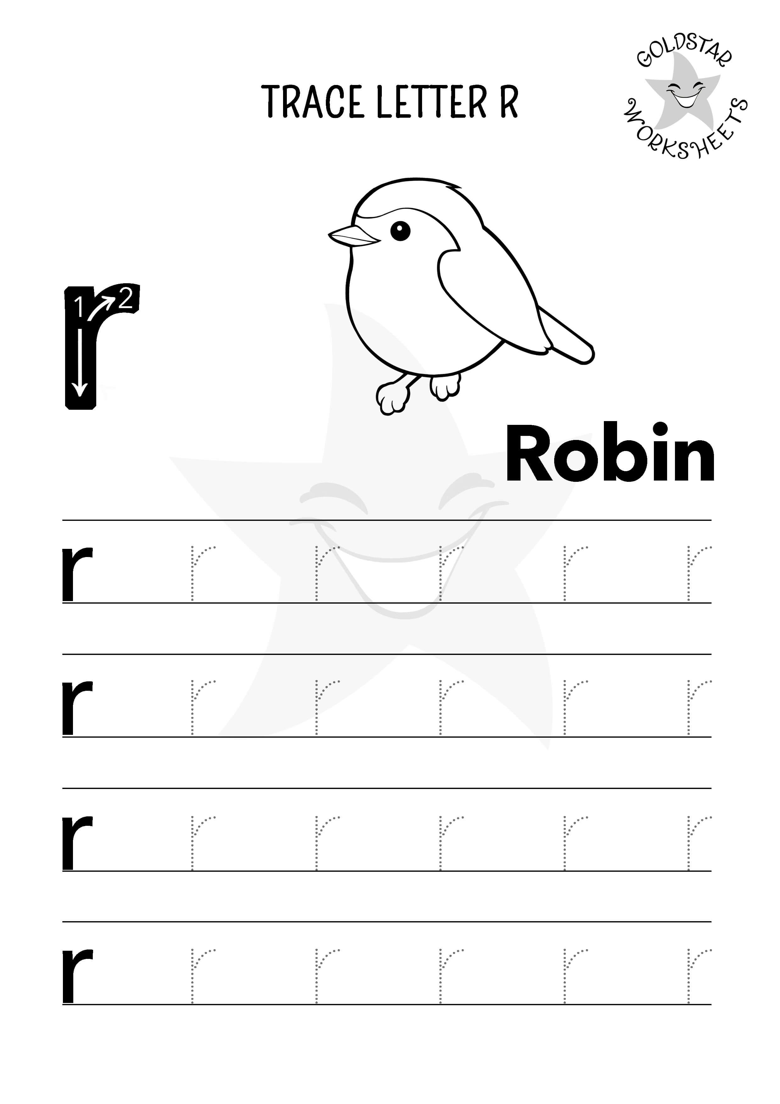 The Letter R Worksheet Trace Alphabets Small Letter 'r' Free