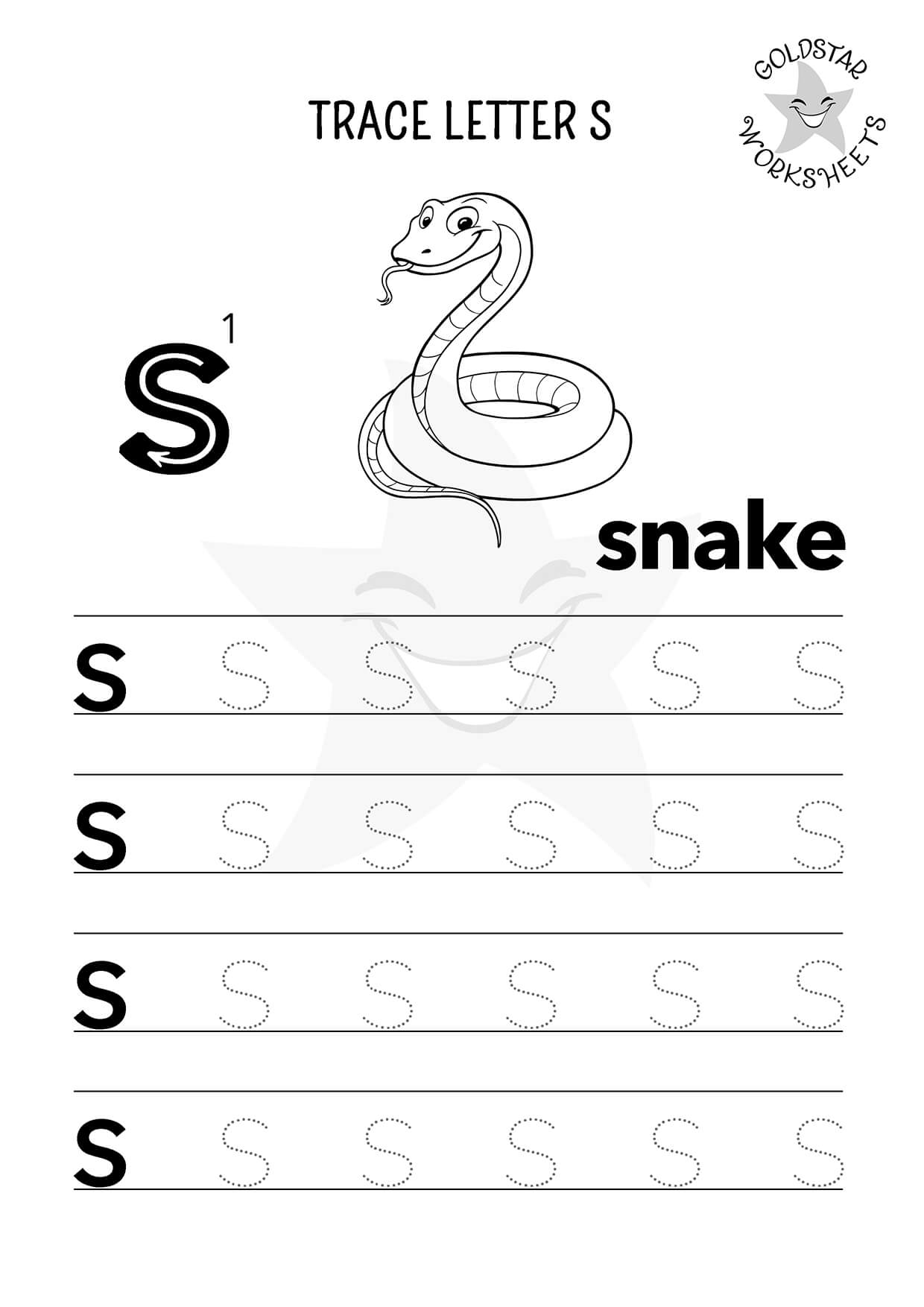 Letter S Tracing Worksheet Trace Letter S Uppercase And Lowercase.
