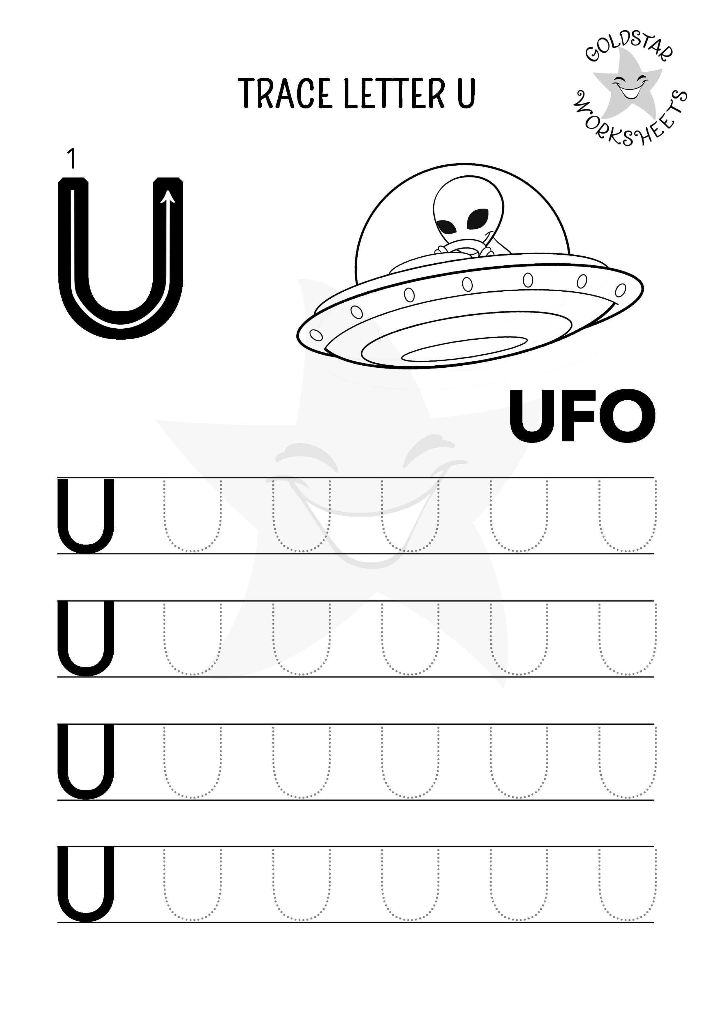 Free Letter U Tracing Worksheets – Preschool Fun with UFOs & Unicorns!