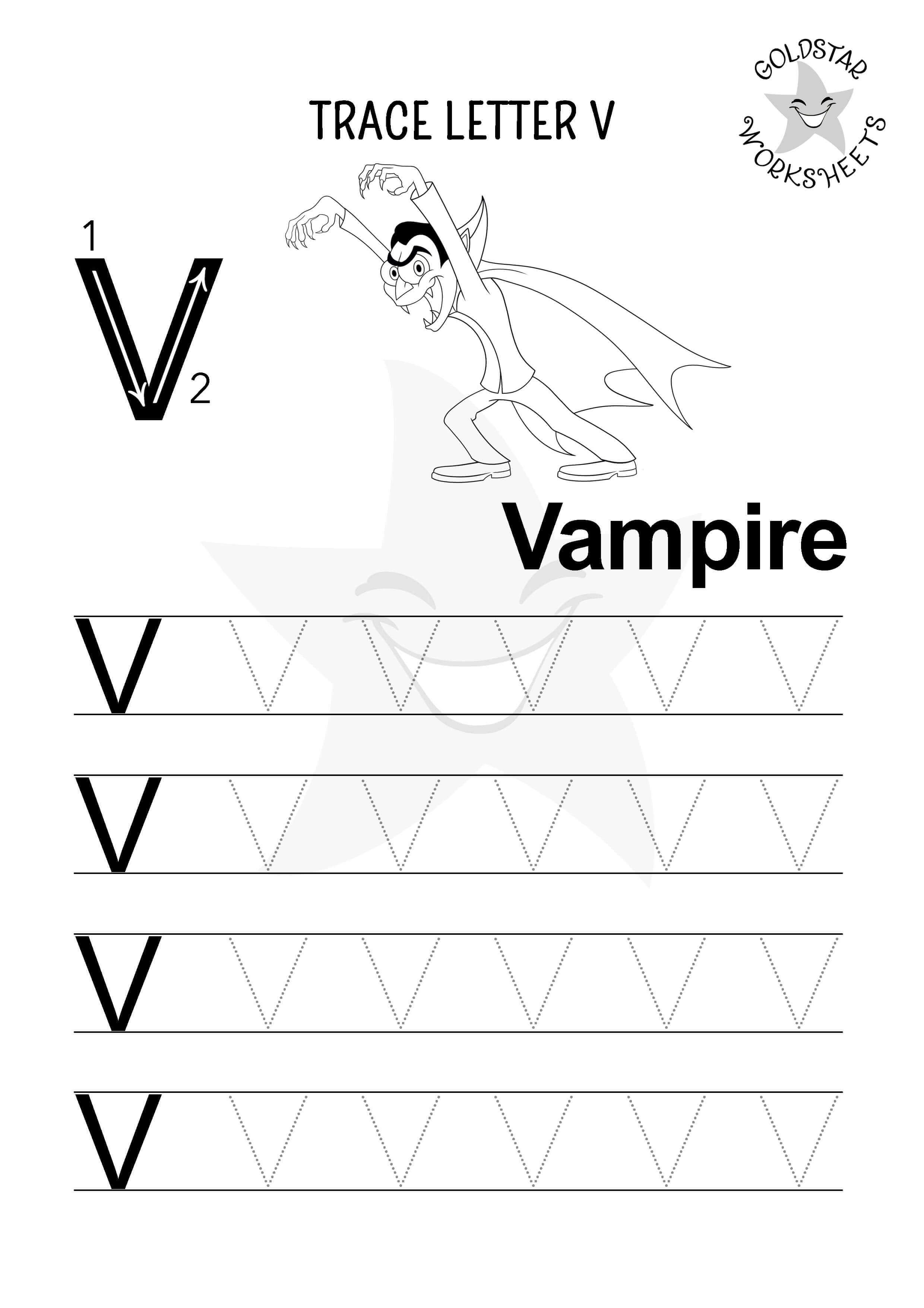 Tracing Letter V Letter "V": Count, Trace And Draw Lesson Plan For