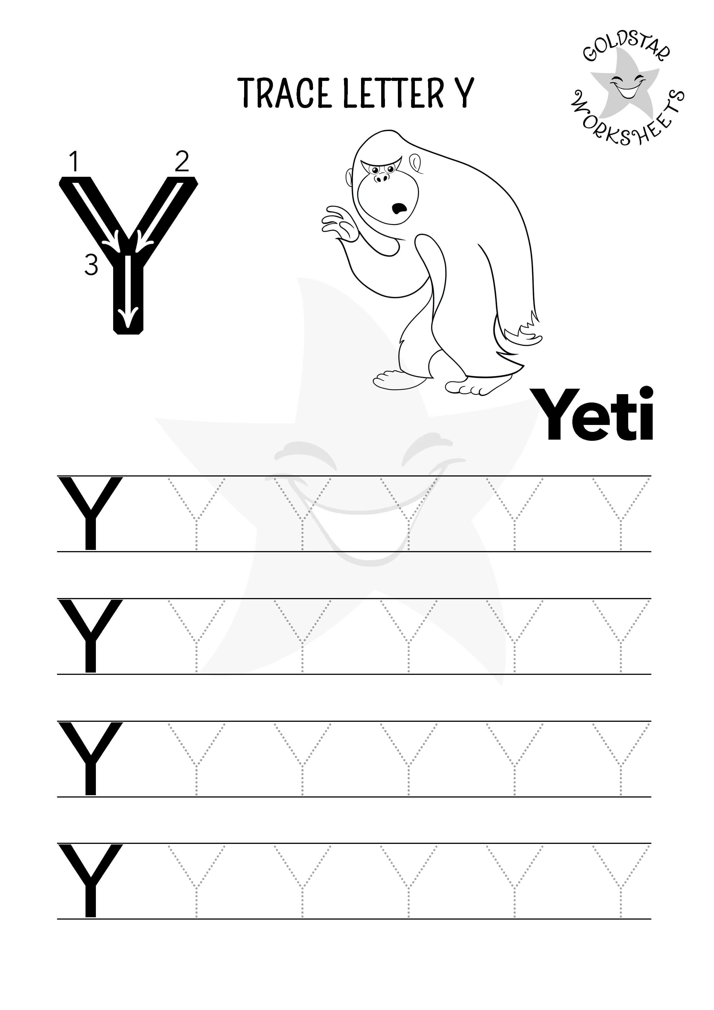 Tracing Letter Y Worksheets For Preschool Letter Y Tracing Worksheet