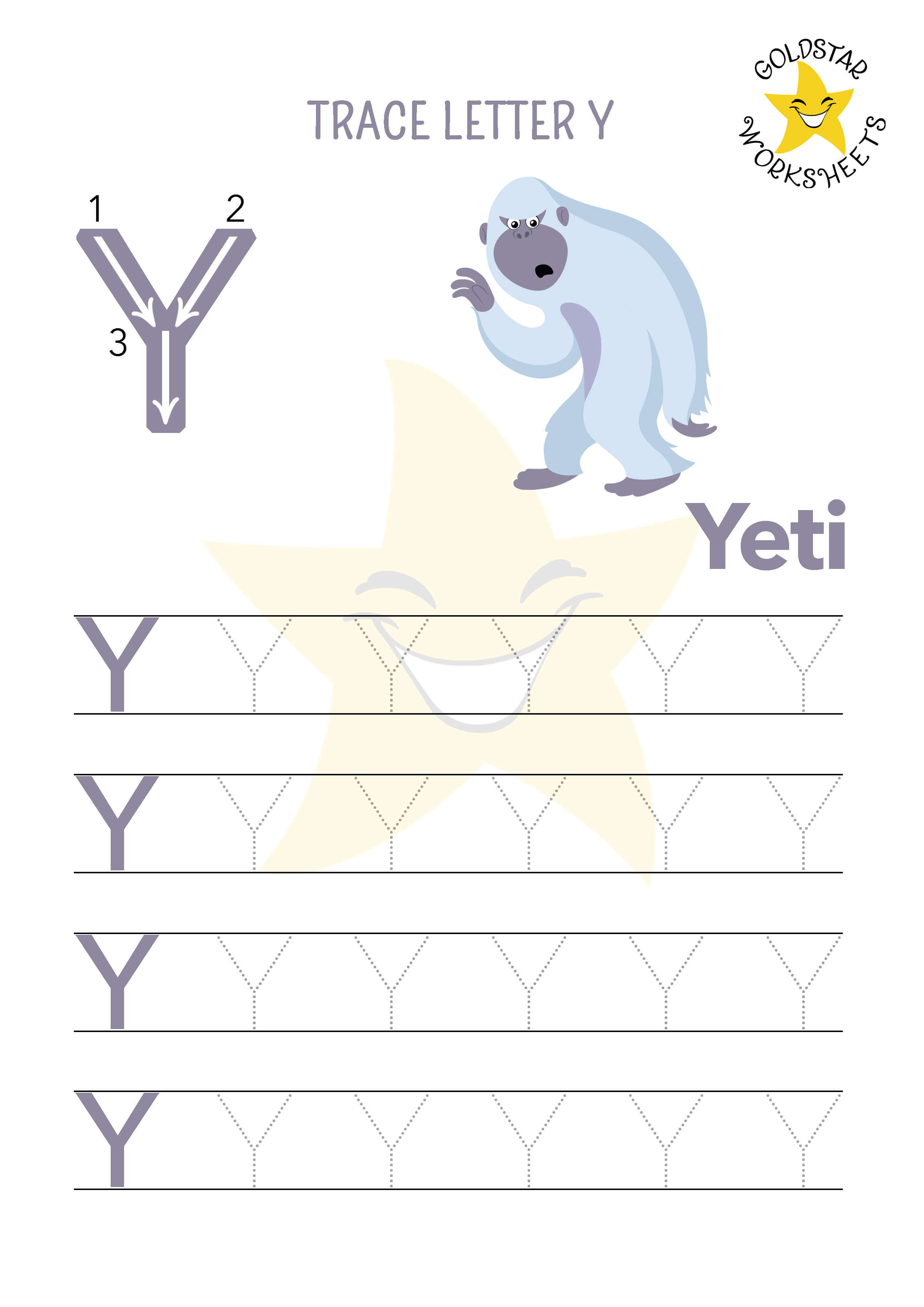 Tracing Letter Y Worksheets For Preschool Letter Y Tracing Worksheet