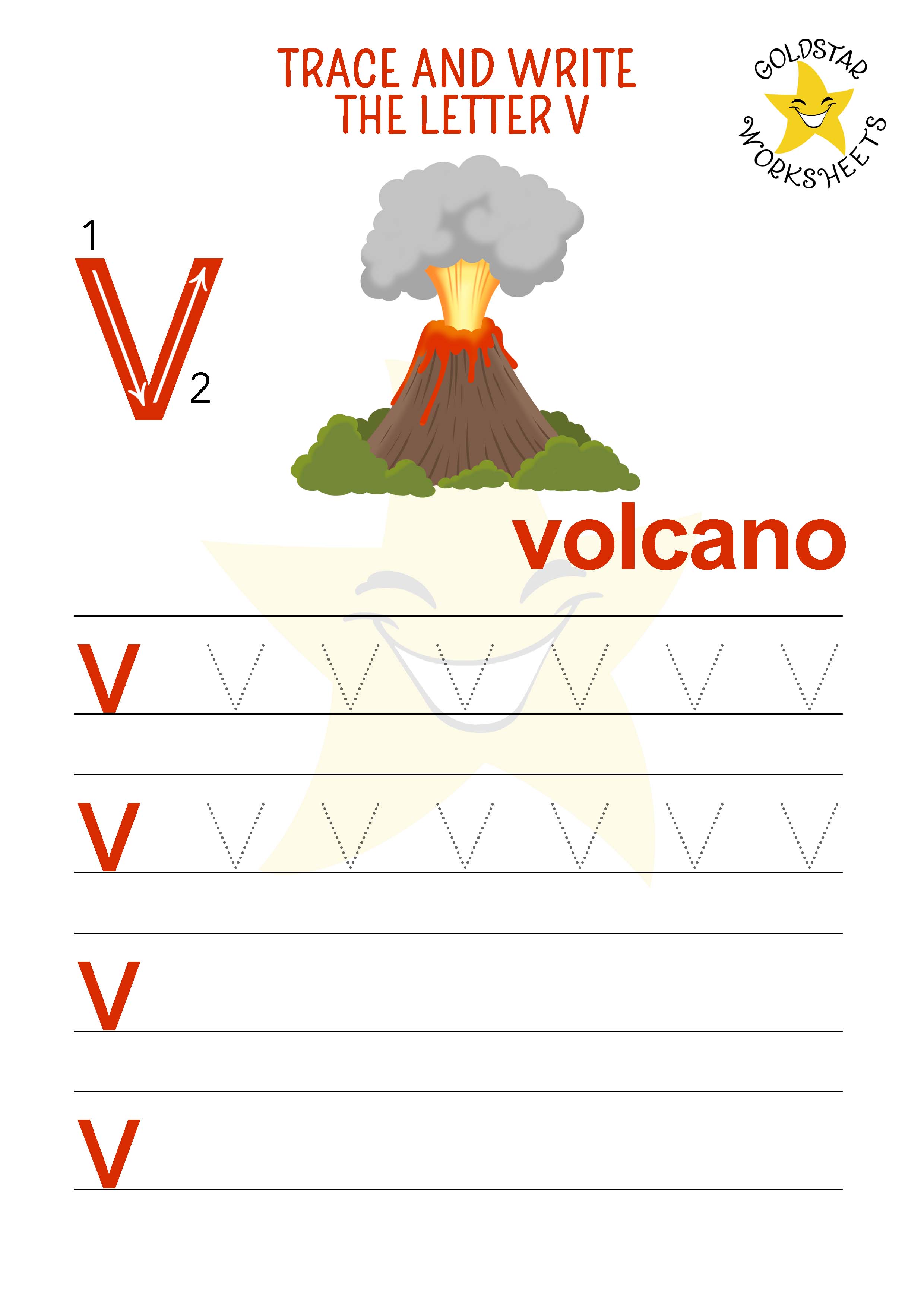 Free Letter V Tracing Worksheets – Vampire, Vulture & Volcano Fun!